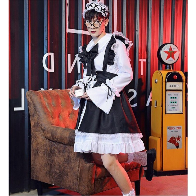 Unisex Cute Lolita Maid Costumes French Maid Dress Woman Amine Cosplay ...
