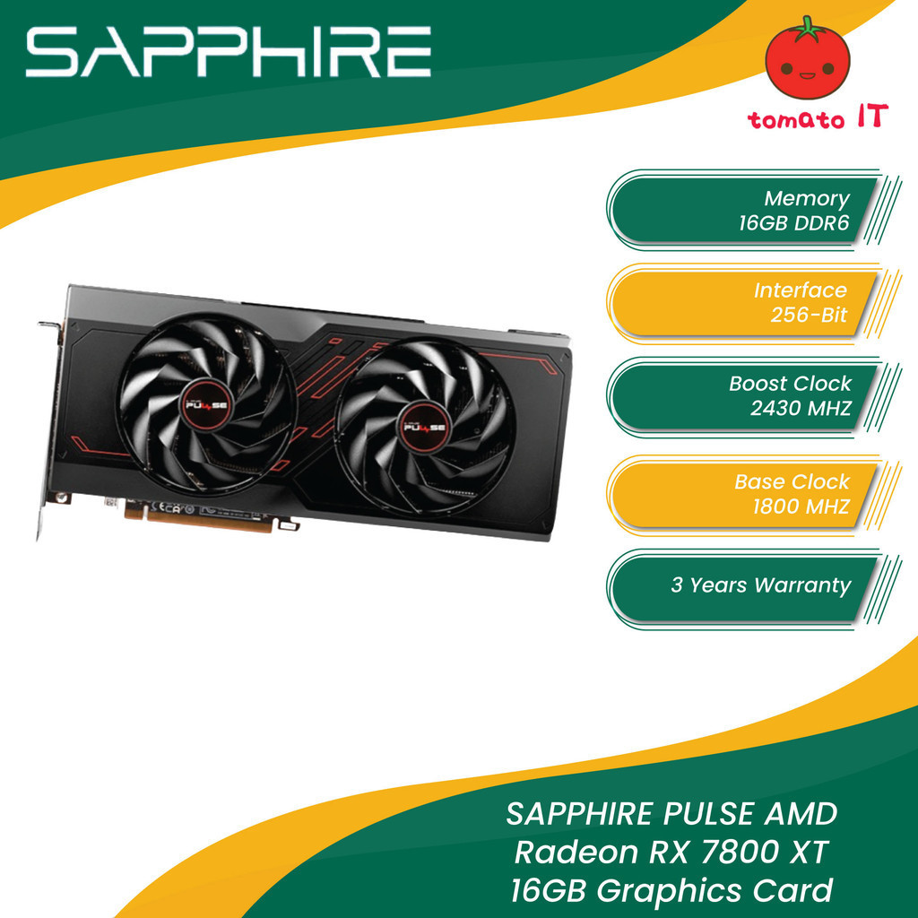 SAPPHIRE PULSE AMD Radeon RX 7800 XT 16GB Graphics Card | Shopee Malaysia