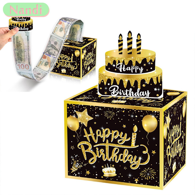 Black Gold Surprise Money Drawing Paper Boxes Props Birthday Party ...