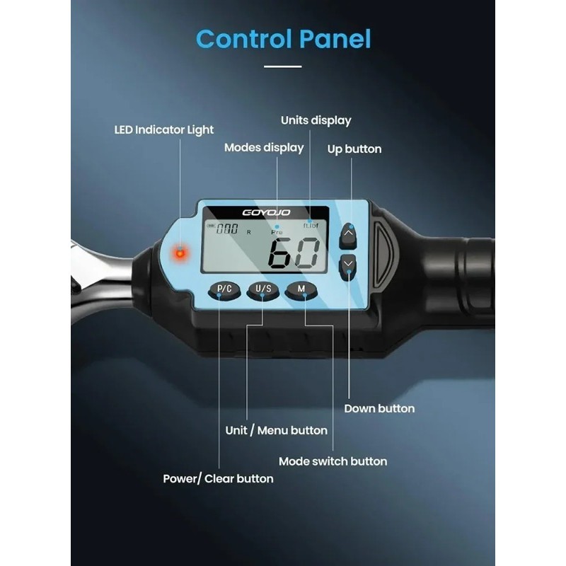 1/2 3/8 1/4 Digital Preset Torque Wrench Bidirectional Ratchet Head Professional Adjustable ...