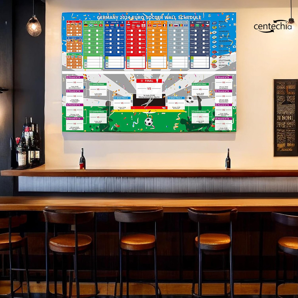 2pcs Euro 2024 Germany Fixtures Chart Self-Adhesive Soccers Poster For ...