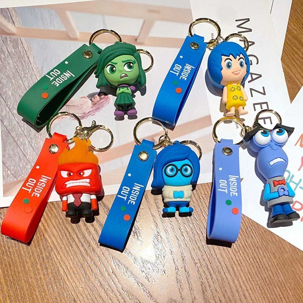 Cute Disney Inside Out 2 Keychain Figure Joy Sadness Anger Disgust Fear ...