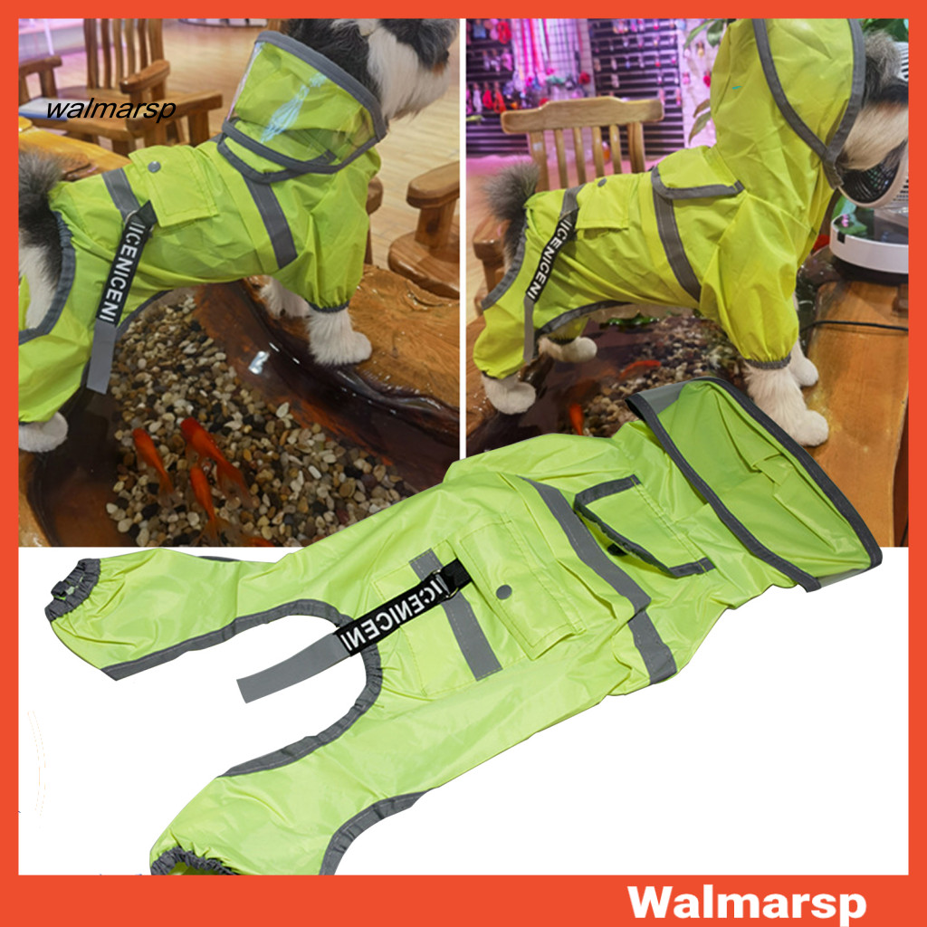 [WMP] Four-leg Pet Raincoat for Outdoor Fashion Dogs Hooded Raincoat ...