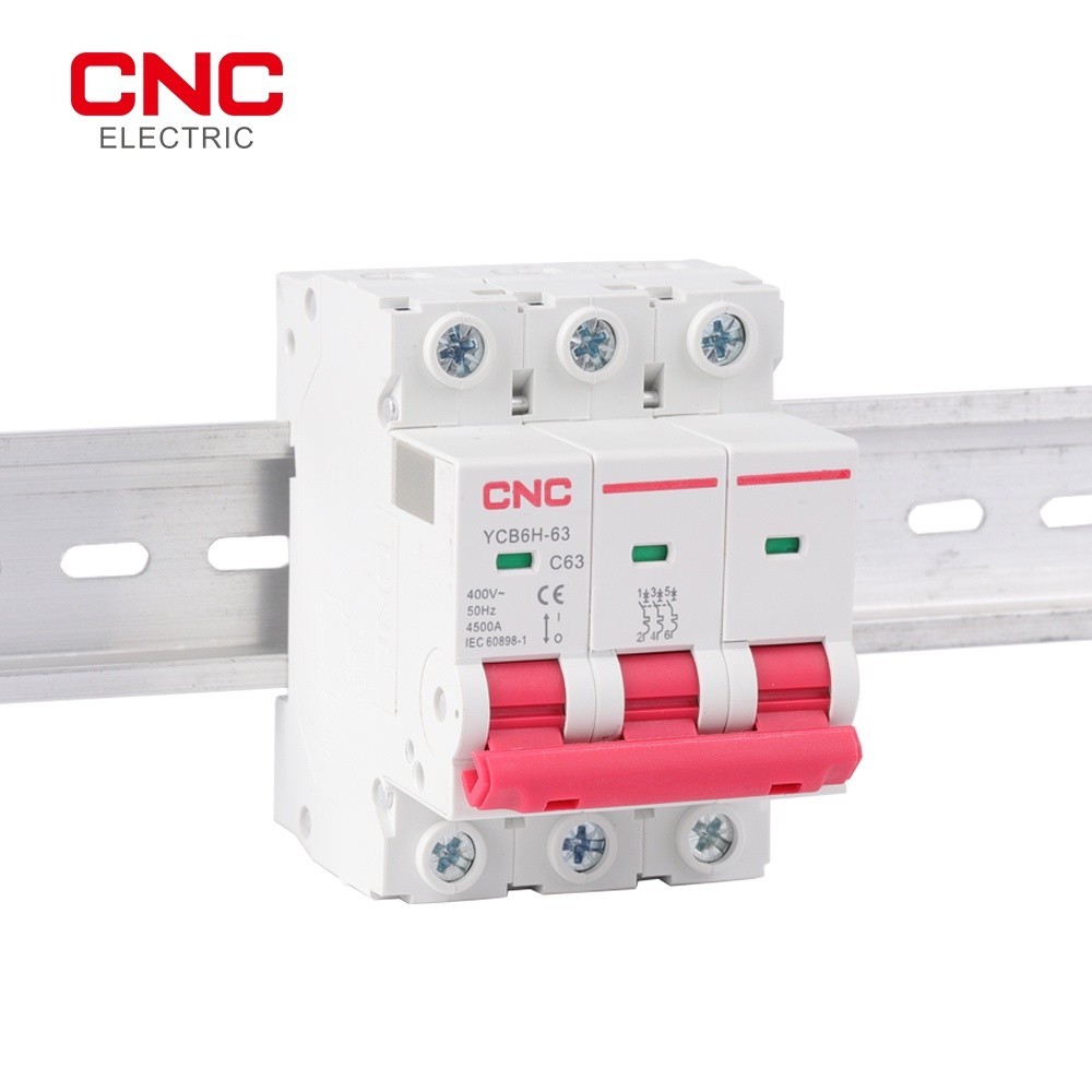 CNC YCB6H-63 1P/2P/3P Miniature Circuit Breaker MCB Din Rail Mount Breaking Capacity 6A/10A/16A ...