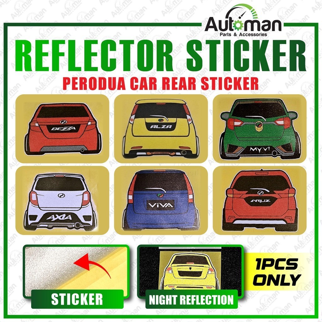 Reflective Car Model Sticker Reflector Perodua Viva Axia Ativa Alza ...