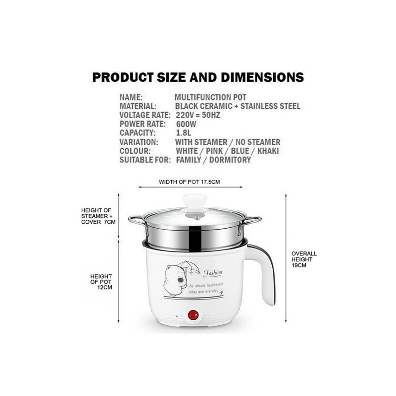 Non stick Mini Rice Cooker Frying pan cooker multi cooking pot Periuk ...