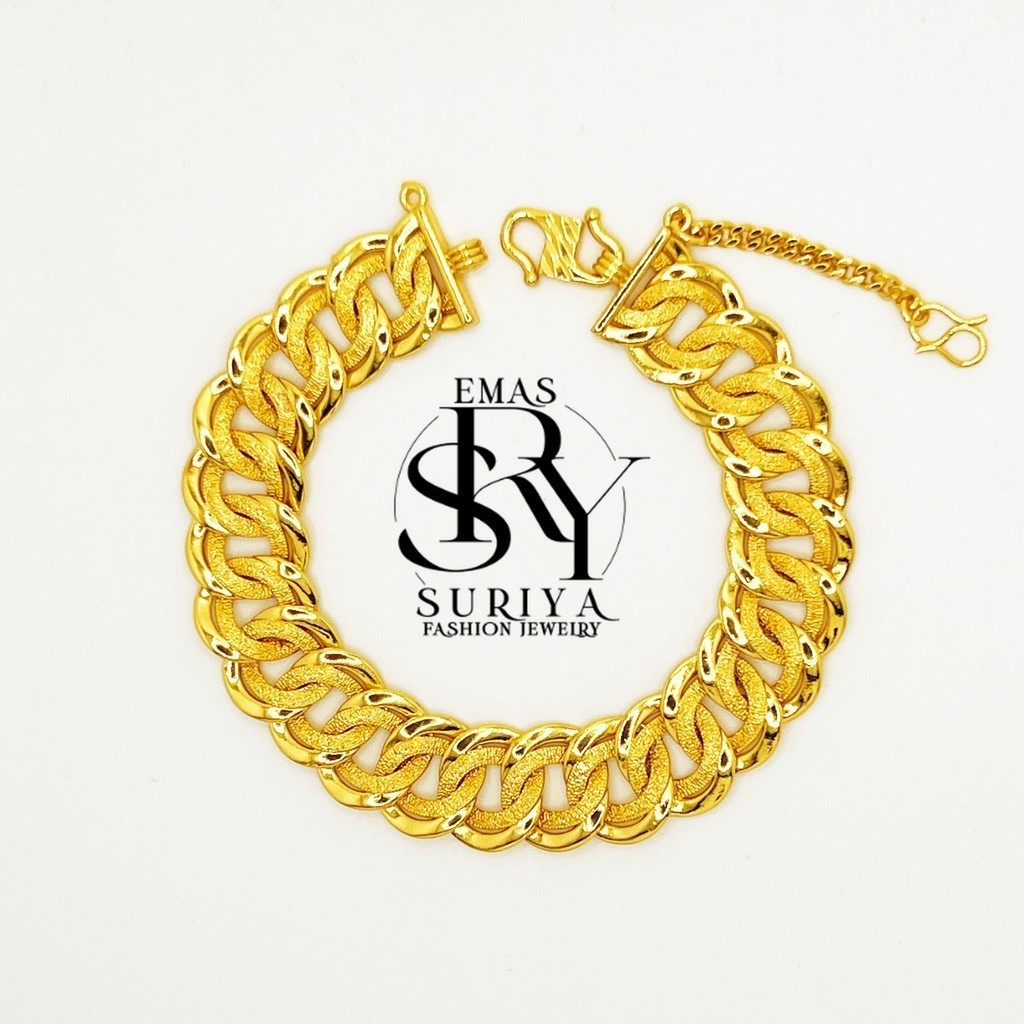 Emas Suriya Gelang Bracelets Rantai Tangan Coco King Lebar 1.5 CM Emas ...