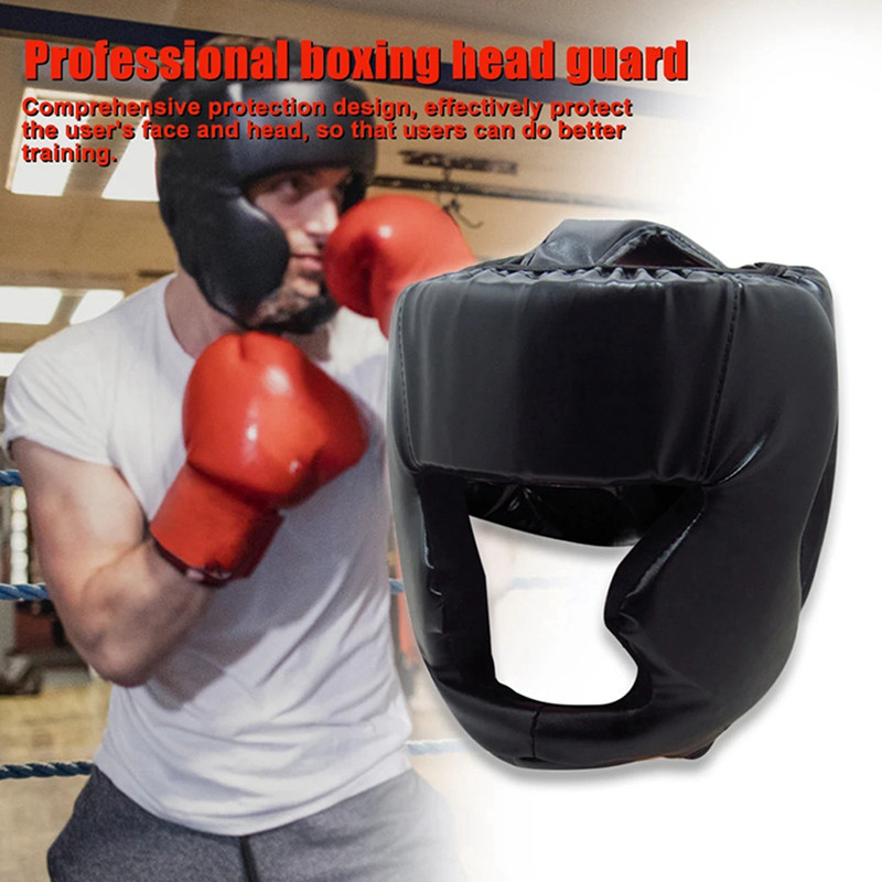 FAUSE Full-Covered Pu Boxing Helmet Adults Muay Thai Training Sparring ...