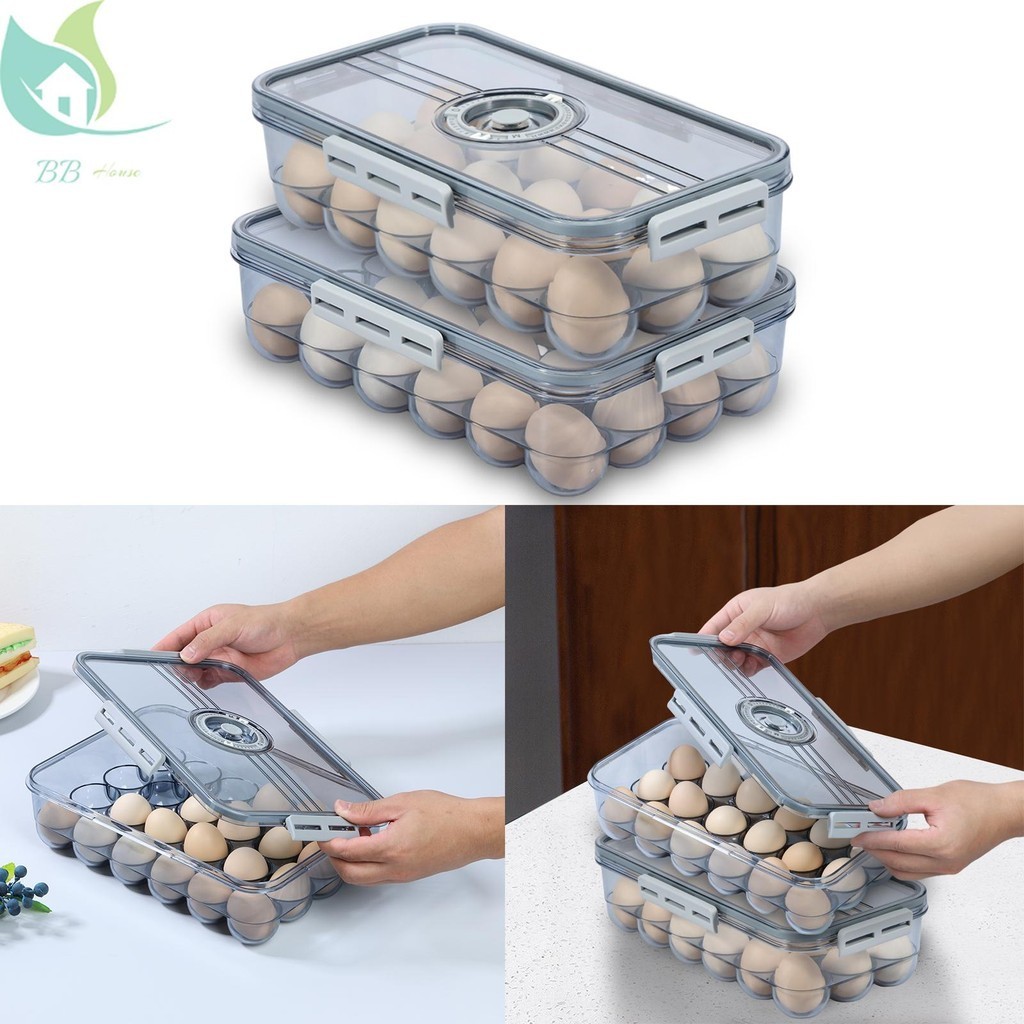 Egg Container for Refrigerator 18/24 Count Egg Holder for Fridge Clear ...