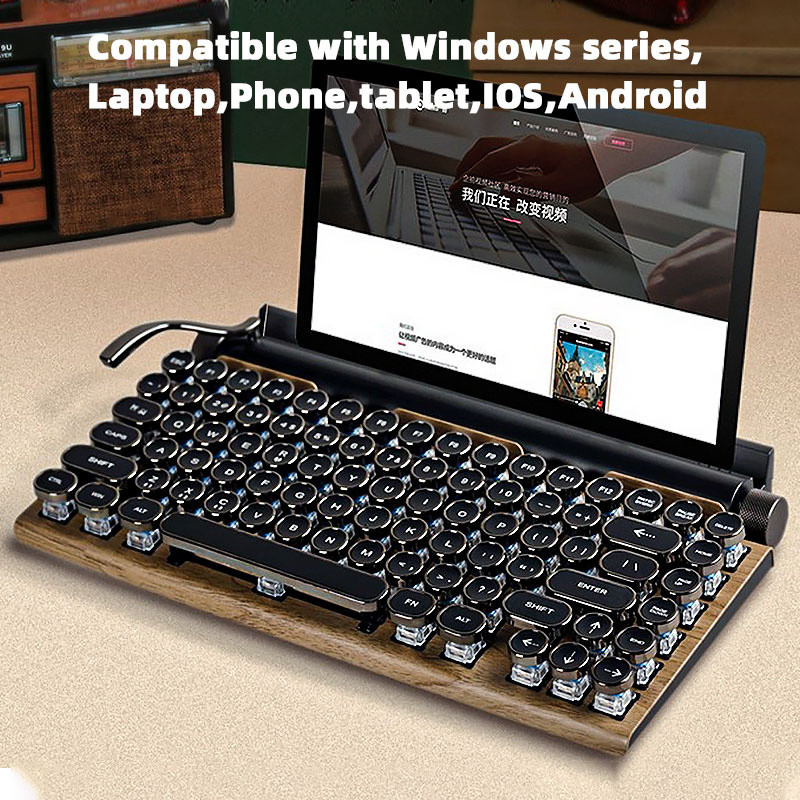 ML-981 Retro Typewriter Keyboard Wireless Bluetooth-compatible RGB ...
