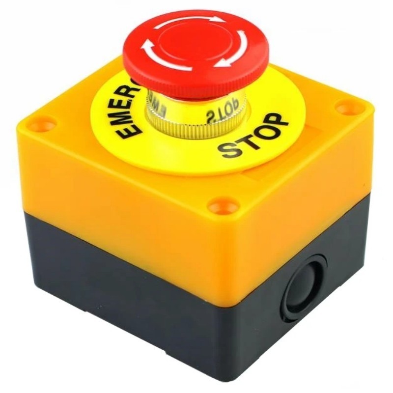 Plastic Shell Red Sign Push Button Switch DPST Mushroom Emergency Stop ...