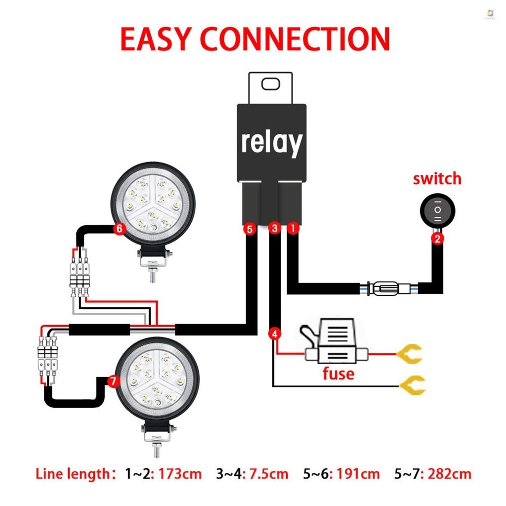 kawamy LED Light Bar Wiring Harness Kit, 480W 2 Leads 18 AWG LED Wiring ...