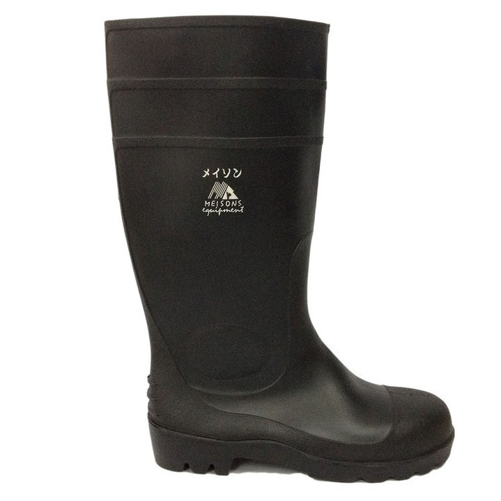 Hawk Brand MEISONS RUBBER BOOTS WITH STEEL TOE ALL BLACK RAIN BOOTS ...