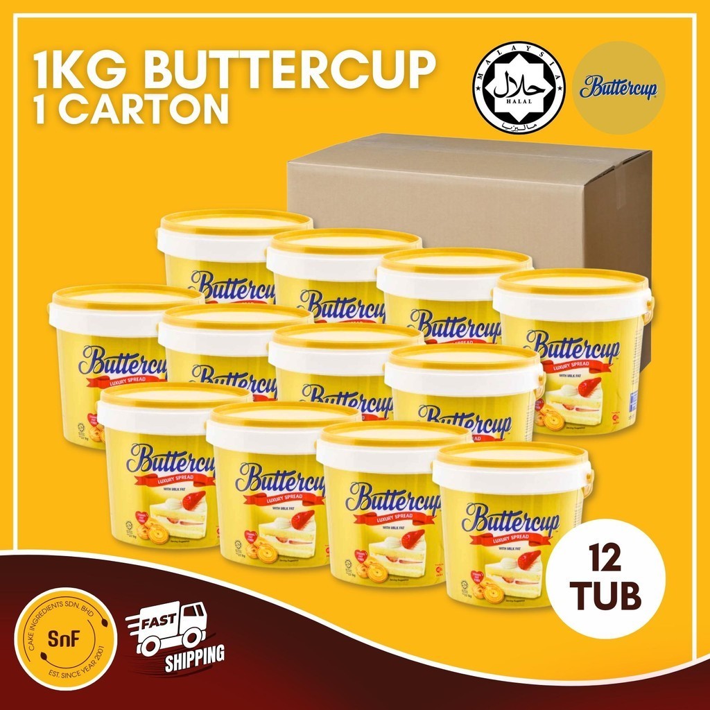 1 CARTON 12 PAIL 1kg Buttercup Luxury Spread Margerine Butter Spread ...