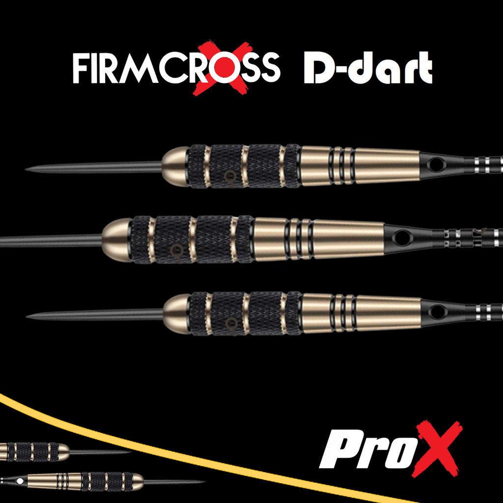 FIRMCROSS Steel tip Darts - 24G PRO X Black Gold Brass DART SET WITH PU ...