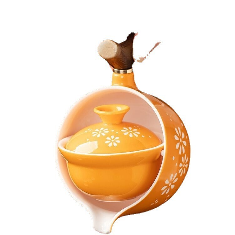 Household Ceramic Rotating Tea Set Tea Cup Dry Brew Kung Fu Tea Set ...