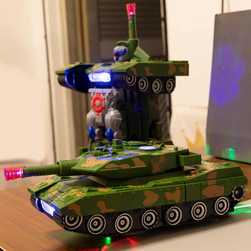 Children Transforming Robot Electric Toy Tank Car Armored Car Luminous ...