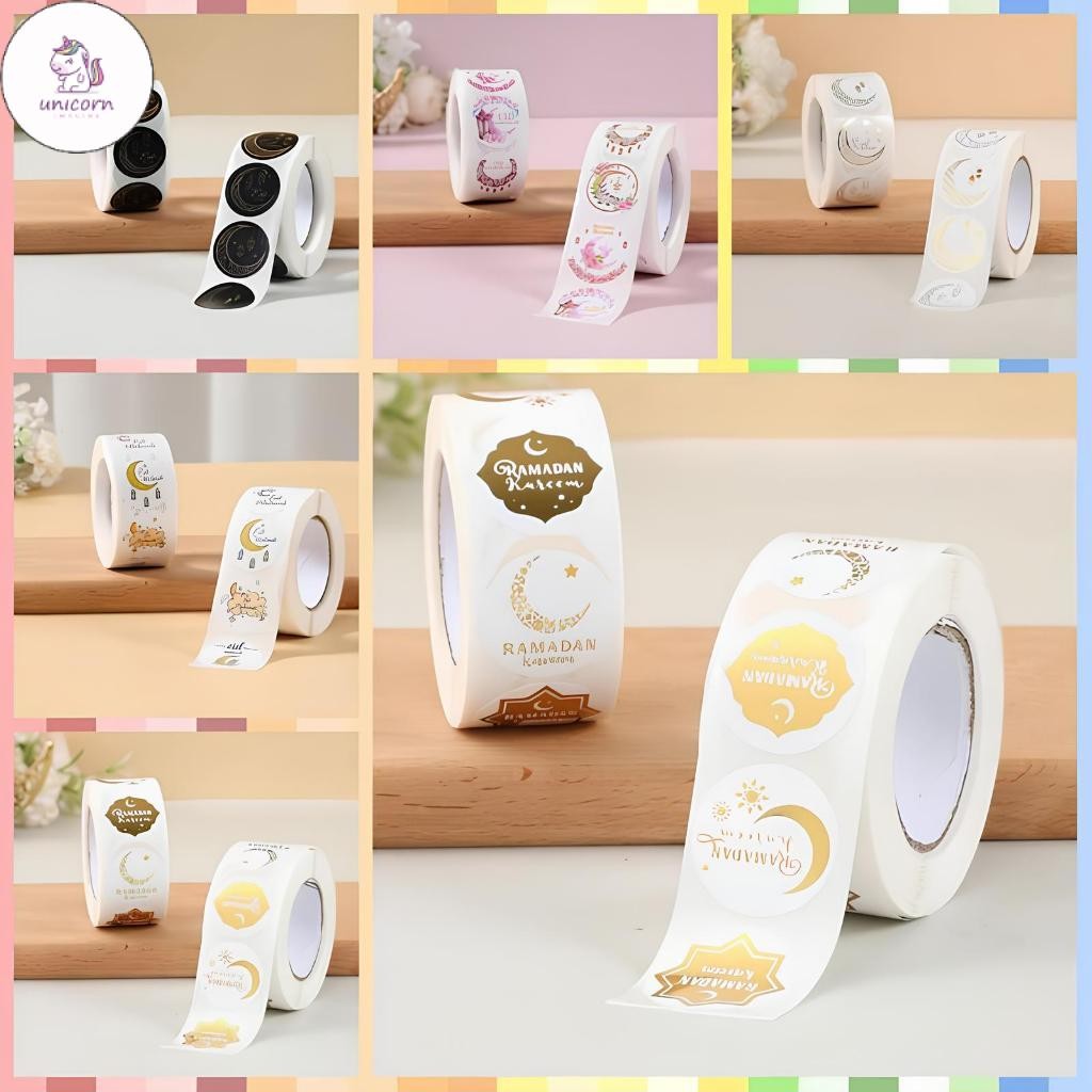 UN 500PCS Ramadan Kareem White Gold Stickers Hari Raya Decorations 2025 ...