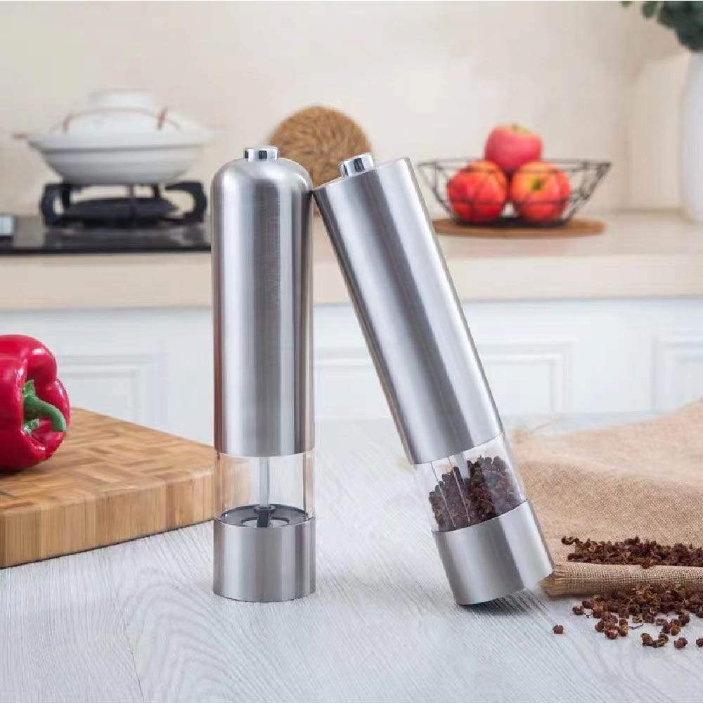 Electric Salt Pepper Grinder Set One Handed Operation Stainless Steel ...