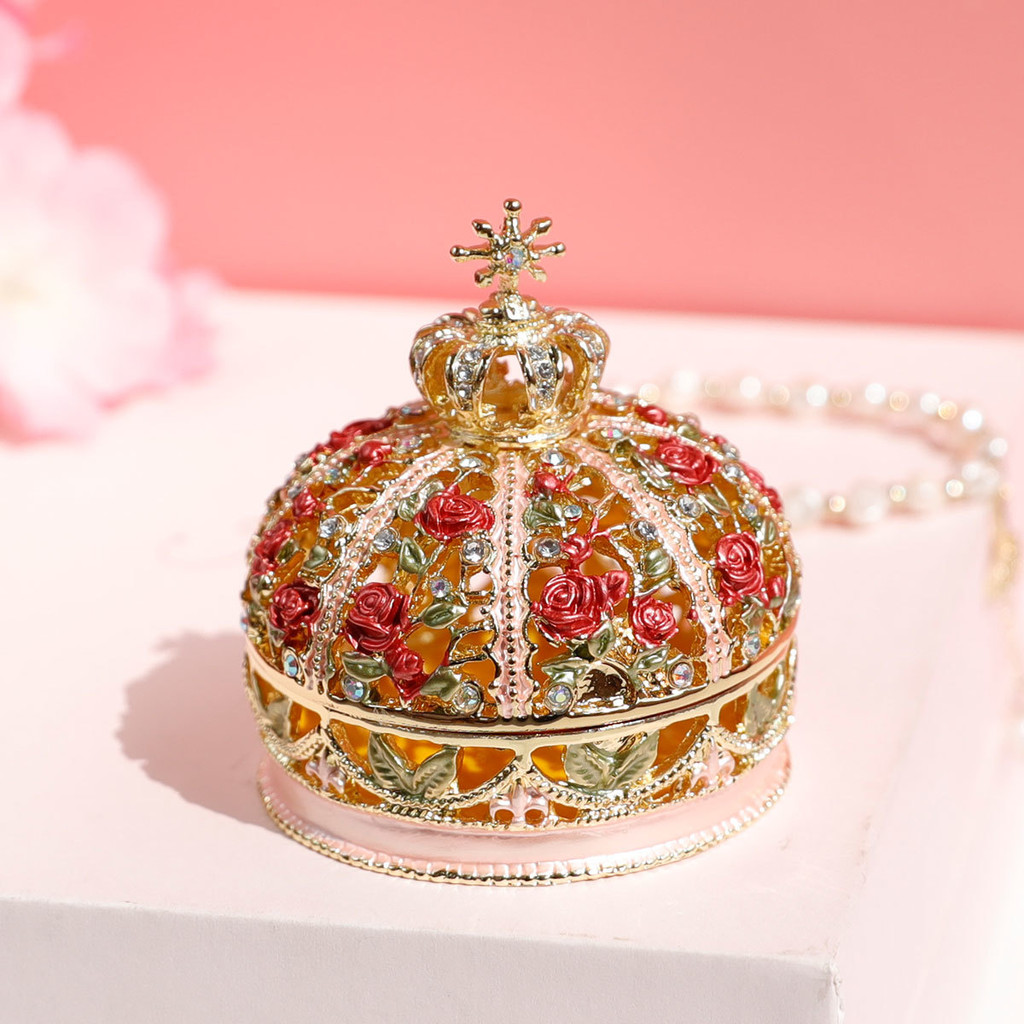 Proposal Jewelry Box Ring Box Pink Rose Crown Wedding Ring Necklace Box ...