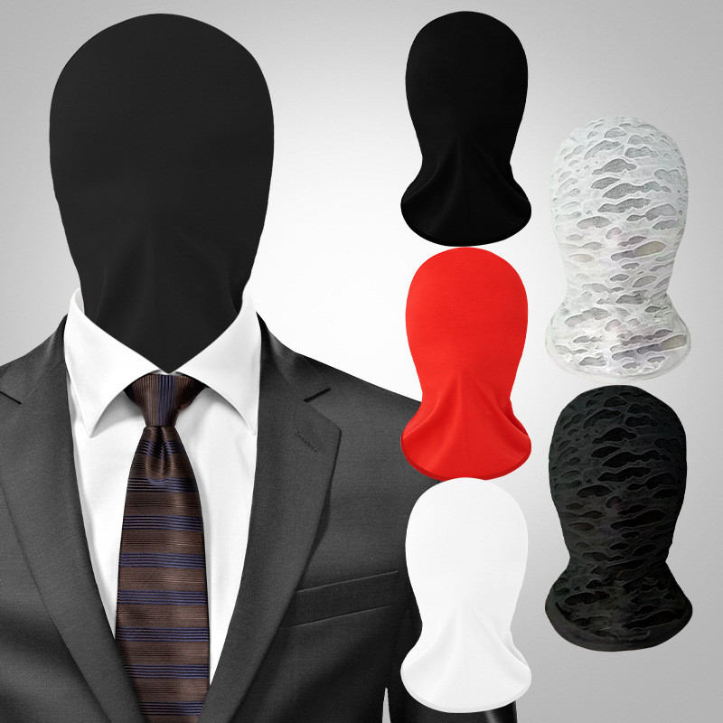 Full Face Mask Halloween Cosplay Adult Hood Faceless Morph Head Cloth ...