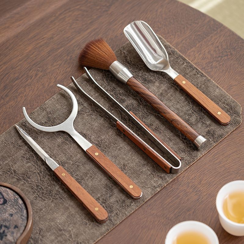 Upacara Teh Kayu Pepejal Keluli Tahan Karat Set Enam Puan Penjepit Teh ...