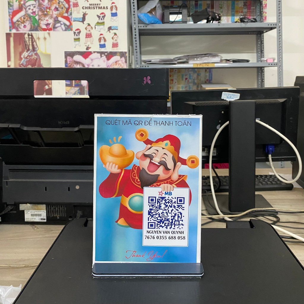 Desktop Stand with Qr Code Printed LUCKY GOD OF WEALTH - Qr Menu Shelf ...