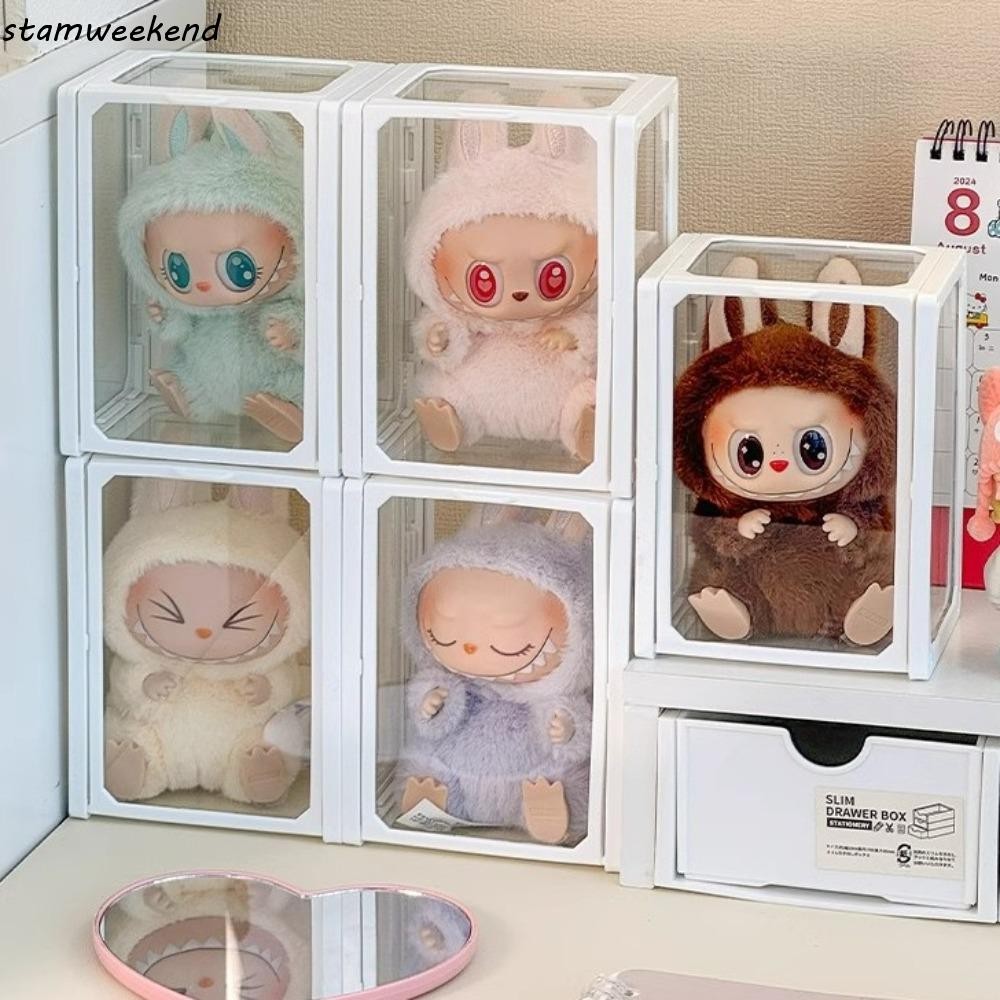 STAMWEEKEND Labubu Figures Doll Display Box, Stackable Transparent ...