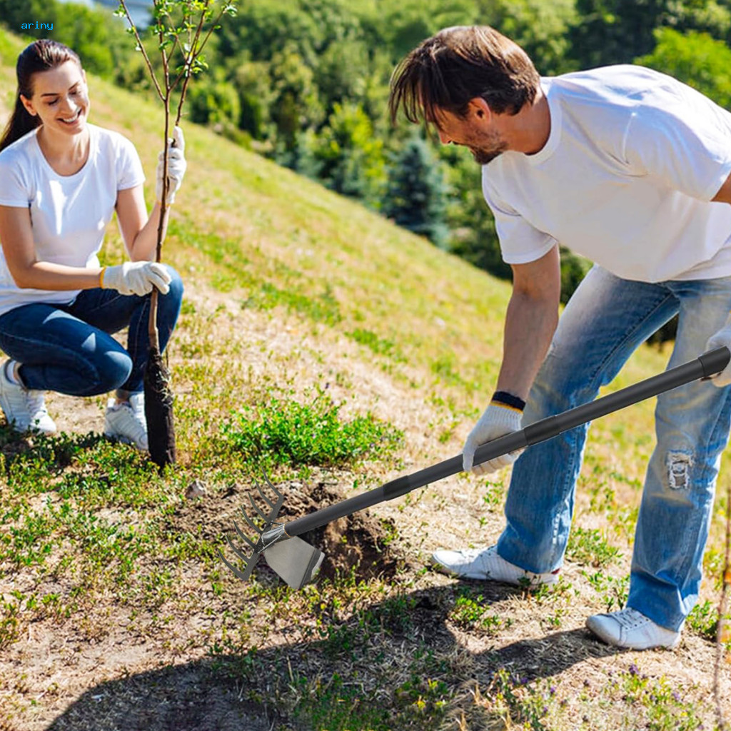 ARI Back-saving Garden Rake Long Handle Weeding Tool 2-in-1 Heavy Duty ...