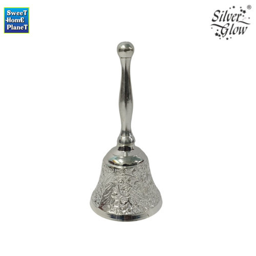 Silver Glow Pure Silver Plated Pooja Bell Ghanti for House & Temple ...