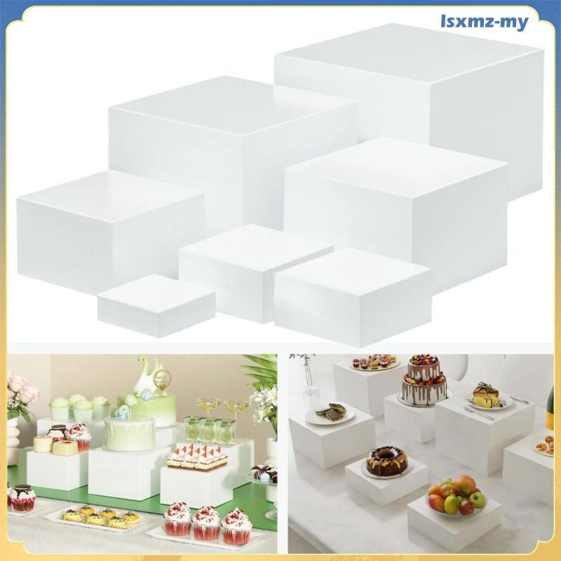 [LsxmzMY] 7 Pieces Acrylic Display Riser Box Buffet Riser with Hollow ...