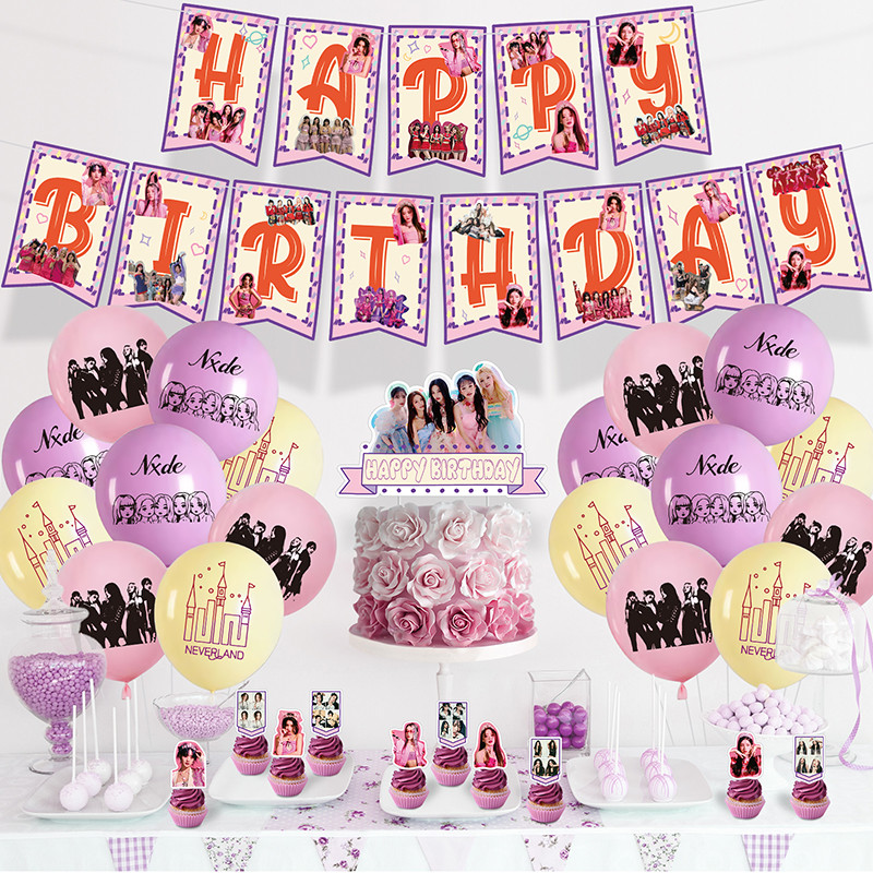Kpop (G)I-DLE birthday decoration balloon banner cake toppers set Gidle ...