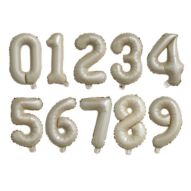 [16 Inch] - BEIGE Alphabet Balloon & Number Ballon ABC Letters Belon ...