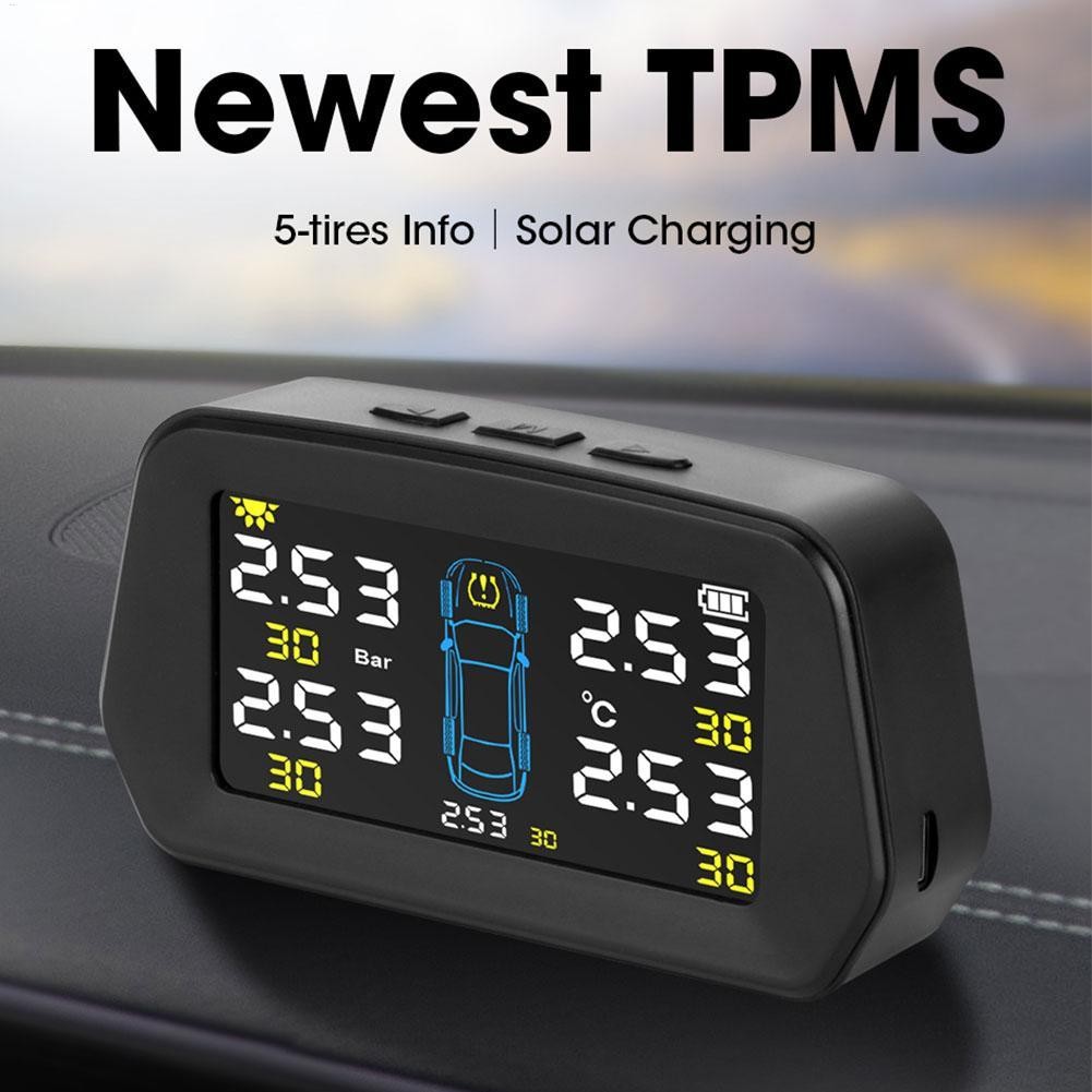 Tire Pressure Monitor Wireless Solar Rv TPMS With Large LCD Display ...