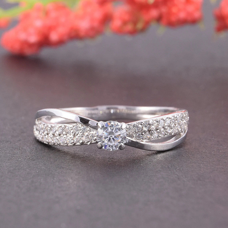 Elegant Women S925 Silver Cross Copper Zircon Crystal Engagement ...