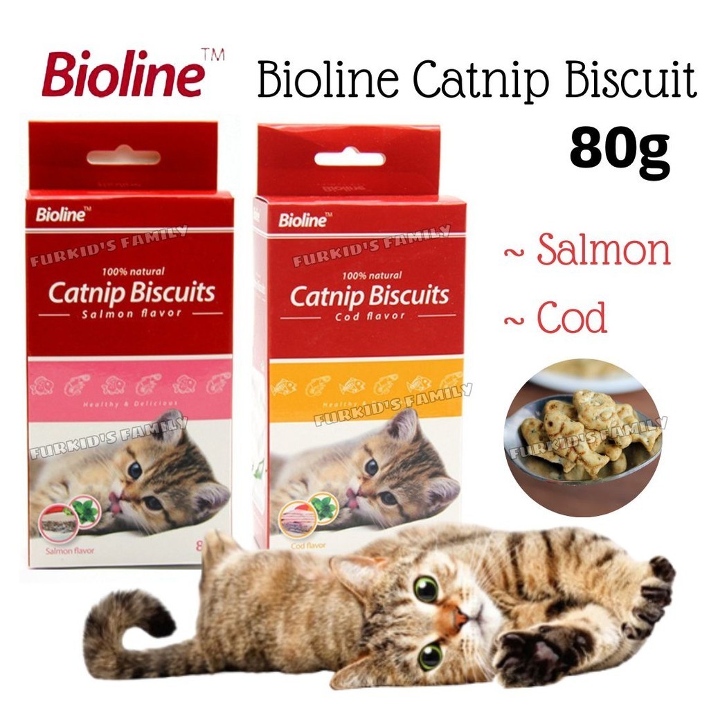 Bioline Catnip Biscuit Fish Shape Biscuit Treats For Cats 80g / Snack ...