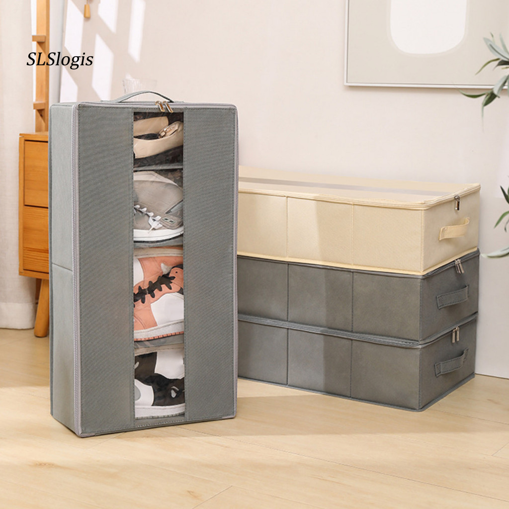 SLS_ Compartmented Storage Box Soft Fabric Shoe Box Foldable Shoe Box ...