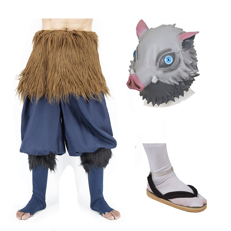 Anime Inosuke Cosplay Costume Wild Boar Mask Japanese Style Sandals ...
