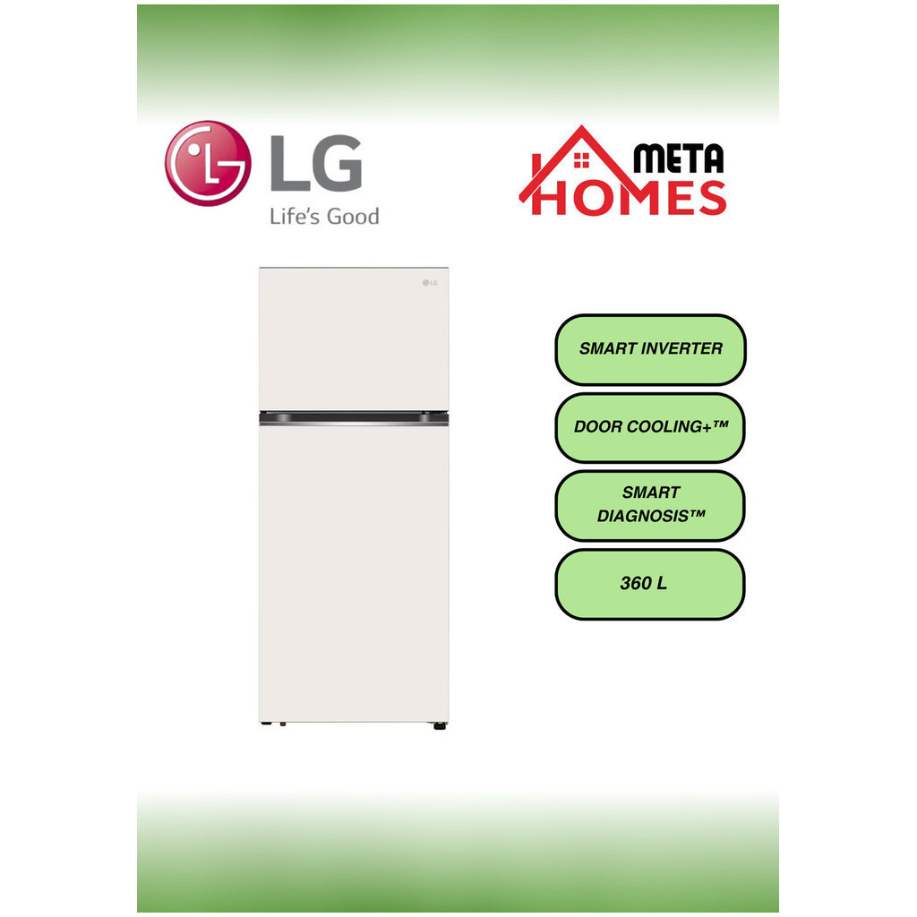 LG 360L 2 Door Top Mounted Freezer Refrigerator (Nature Beige) GN ...