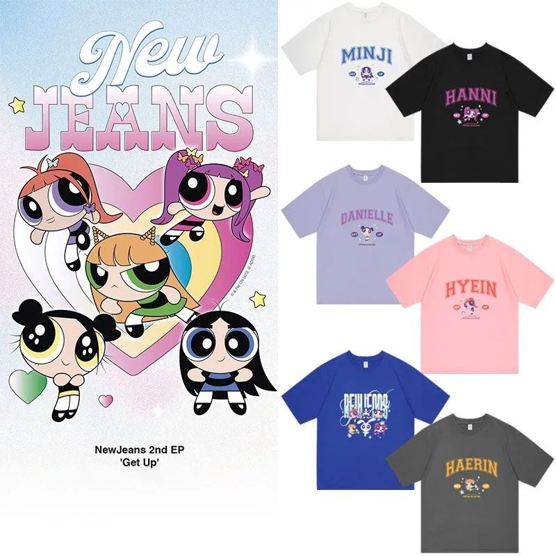 New jeans powerpuff girls album get up cotton t-shirt minji hanni ...