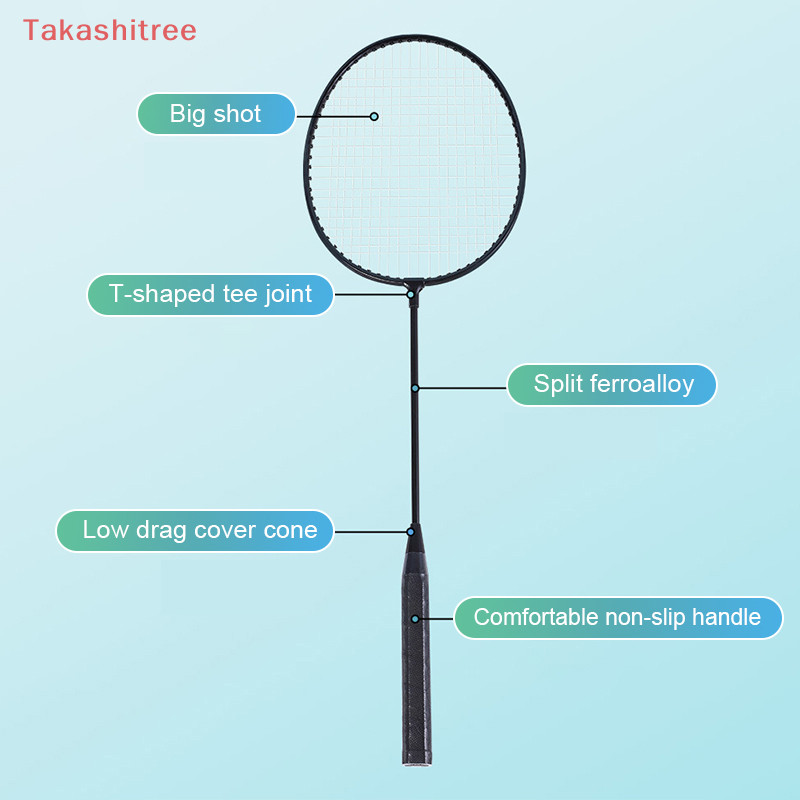 (Takashitree) 2pcs Badminton Racket Set Ultralight Split Ferro Alloy ...