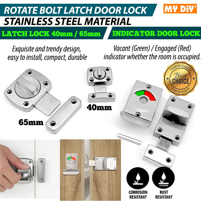 MYDIYHOMEDEPOT - STAINLESS STEEL ROTATE BOLT LATCH GATE DOOR LOCK 40MM ...