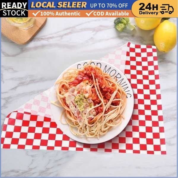 Checkered Food Wrapping Papers checkered liner 100 PCS Red and White ...