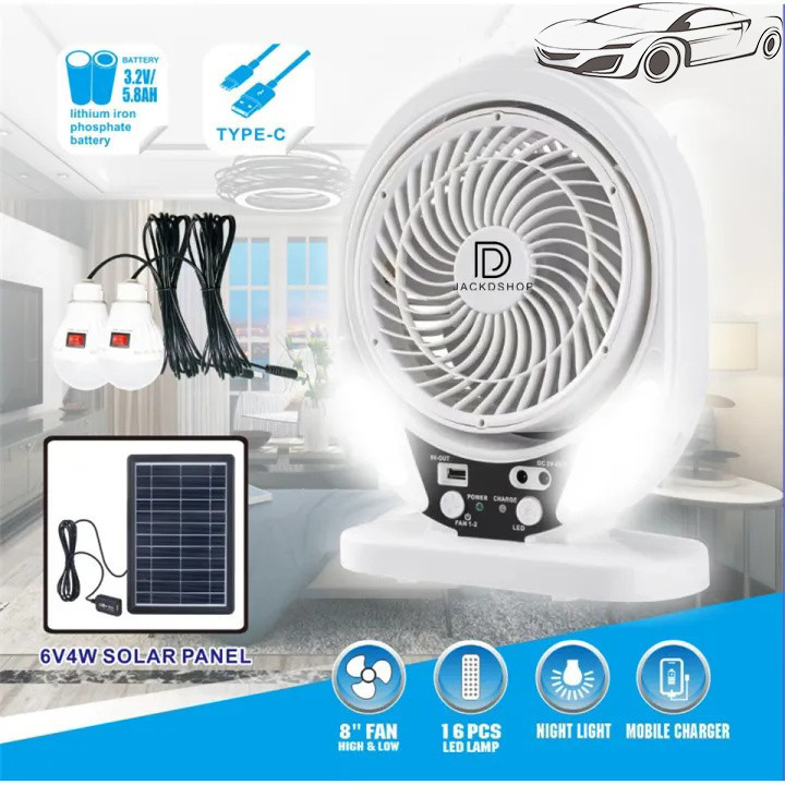 Solar Fan DC Fan Large Wind Portable Fan 6 Inch solar electric Standing ...