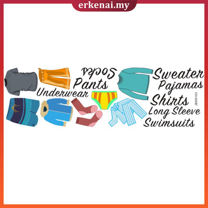 Clothing Classification Sticker Label Wardrobe Clothes Vinyl Wall ...