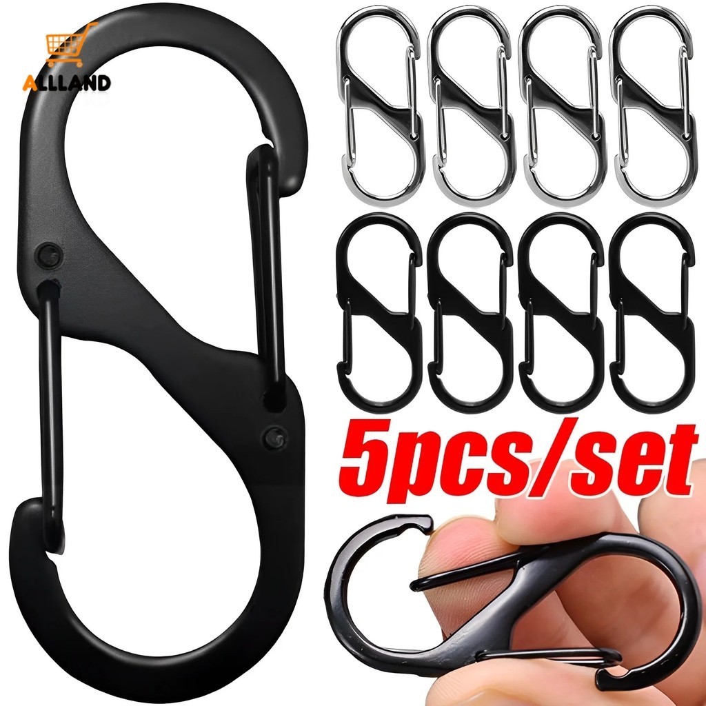 5/10 Pcs Zinc Alloy S Type Carabiner with Lock - Keychain Hook Buckle ...