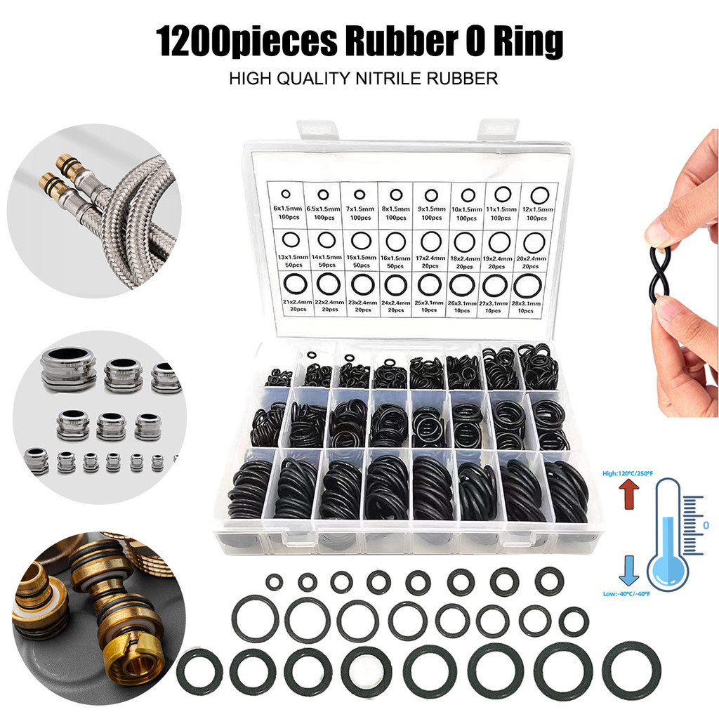1200pcs/740pcs/419pcs Rubber O Ring Assortment Set Hydraulic Plumbing ...