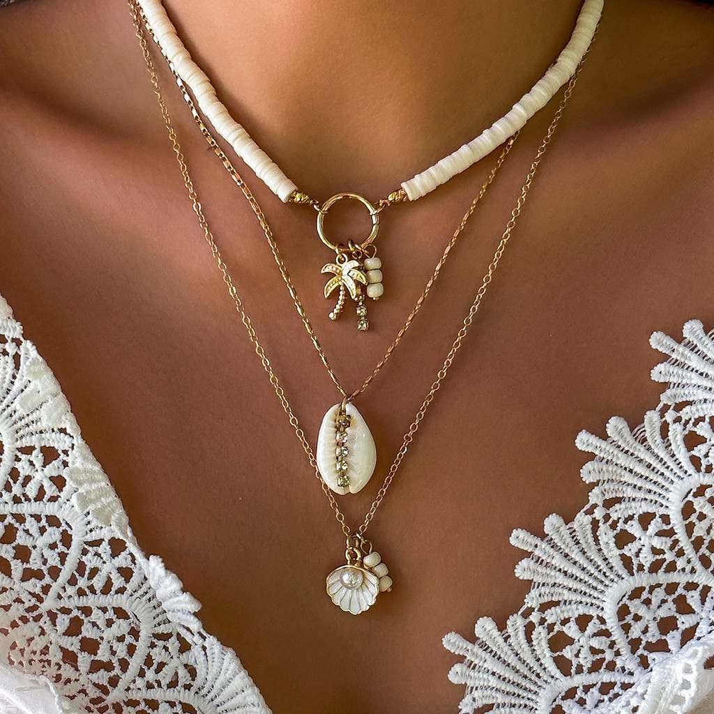 Handmade Cultural Creative ins Bohemian Retro Necklace Ocean Style Shell Conch Tassel Multi ...
