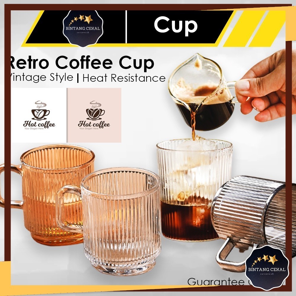 BC Simple Retro Line Mug Vertical Striped Coffee Cup With Handle Drink ...