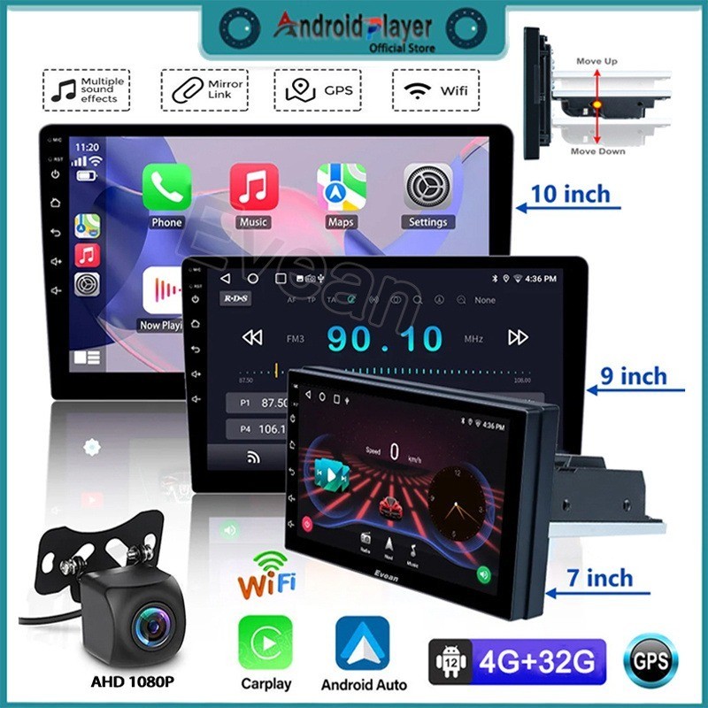 Universal 1DIN 7"/9"/10.1"inch 4G+32G Android12 Car Radio Stereo Player ...